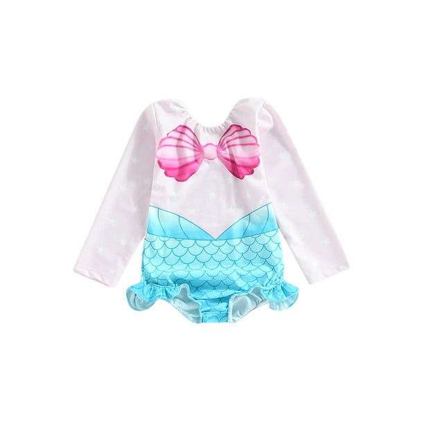 Gupgi 2-3Y Baby Girls Swimsuits Mermaid Swimwear Long Sleeve Seashell ...
