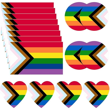 Compuye 16 Pieces Rainbow Flag Sticker LGBT Progress Bumpers Stickers ...