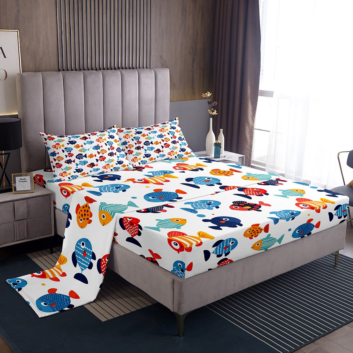 Click here for Erosebridal Cartoon Fish Bed Sheets Set Queen Size... prices