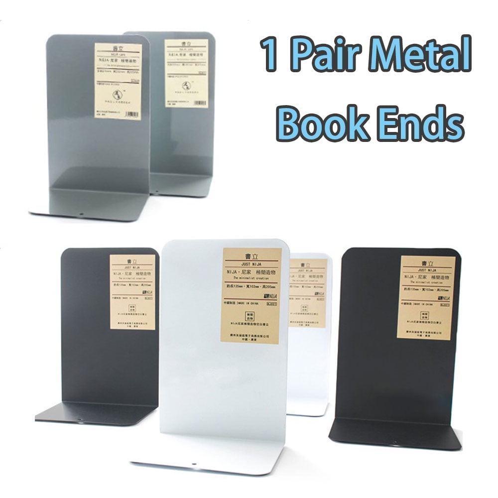 SagaSave Pair of Metal Bookends for Placing Books Files Documents ...