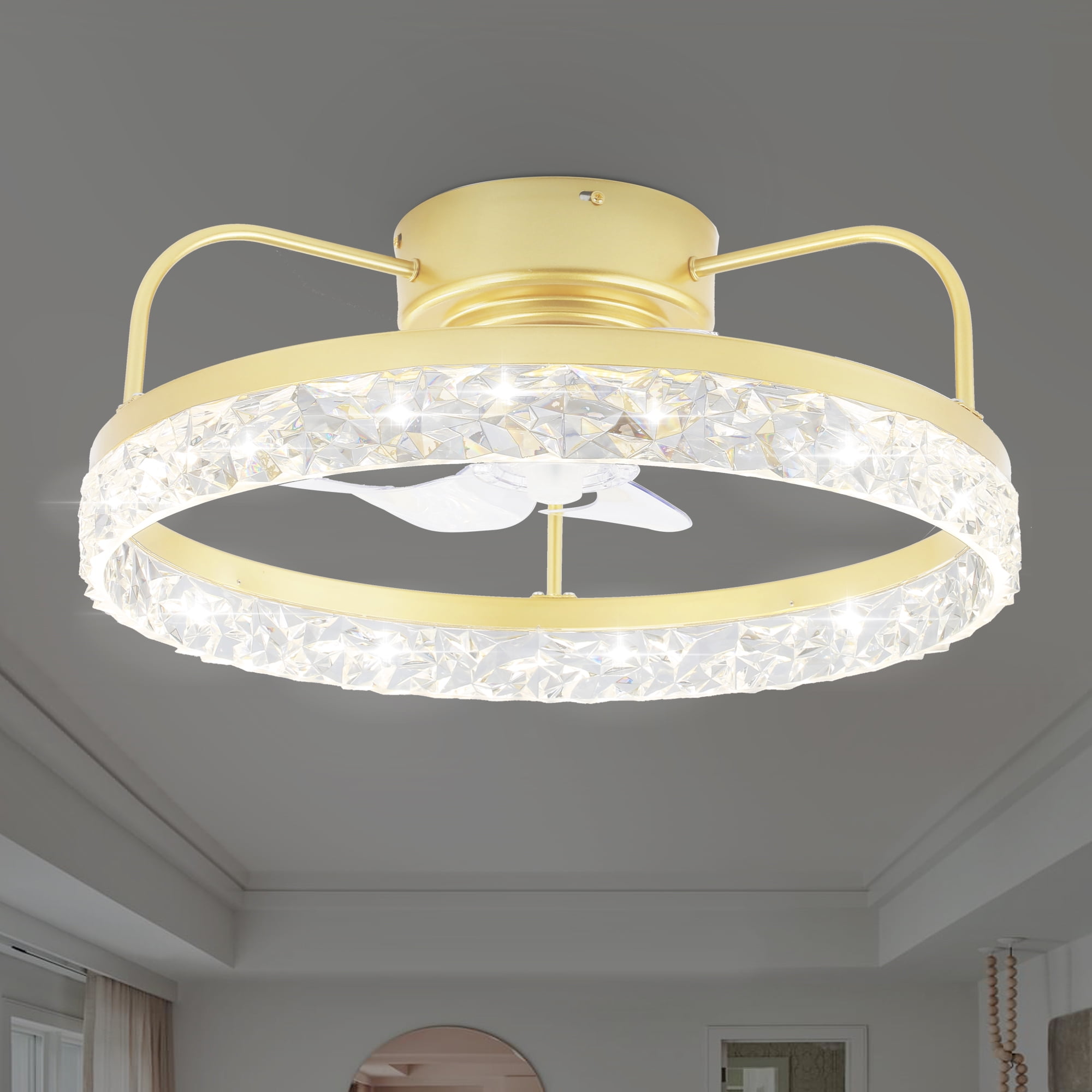 Cusp Barn Modern Indoor Flush Mount Ceiling Fan with Lights Remote ...