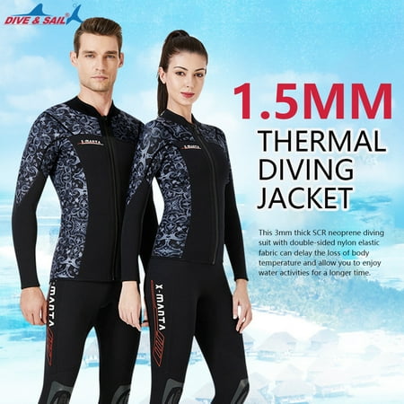 DIVE SAIL 1.5MM Wetsuit Tops Neoprene Keep Warm Wetsuits Jacket Scuba ...