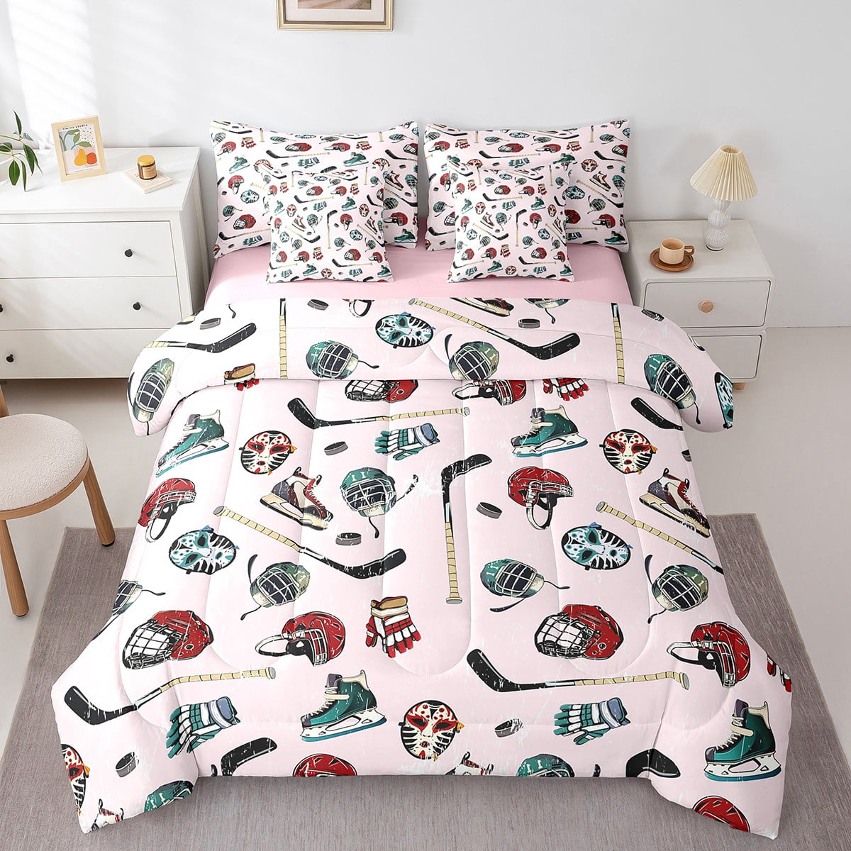 Click here for Yst Girls Ice Hockey Comforter Set Twin Size pink... prices