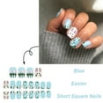24Pcs Easter Short Square Designs With Rabbits And Multicolor Floral ...