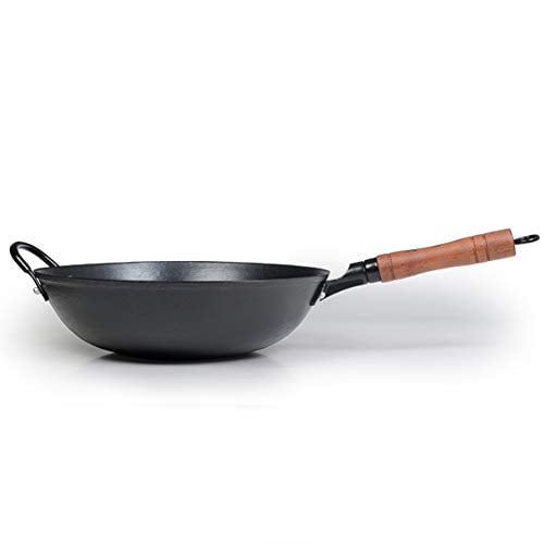 ZhenSanHuan Cast Iron Woks and Stir Fry Pans, No Coating, Induction ...
