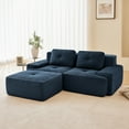 82” Blue Corduroy L-Shaped Modular Sectional Sofa - No Assembly ...