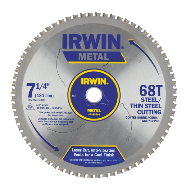 Irwin 4935560 7-1/4-Inch 68 Tpi Metal Cutting Blade - Walmart.com ...