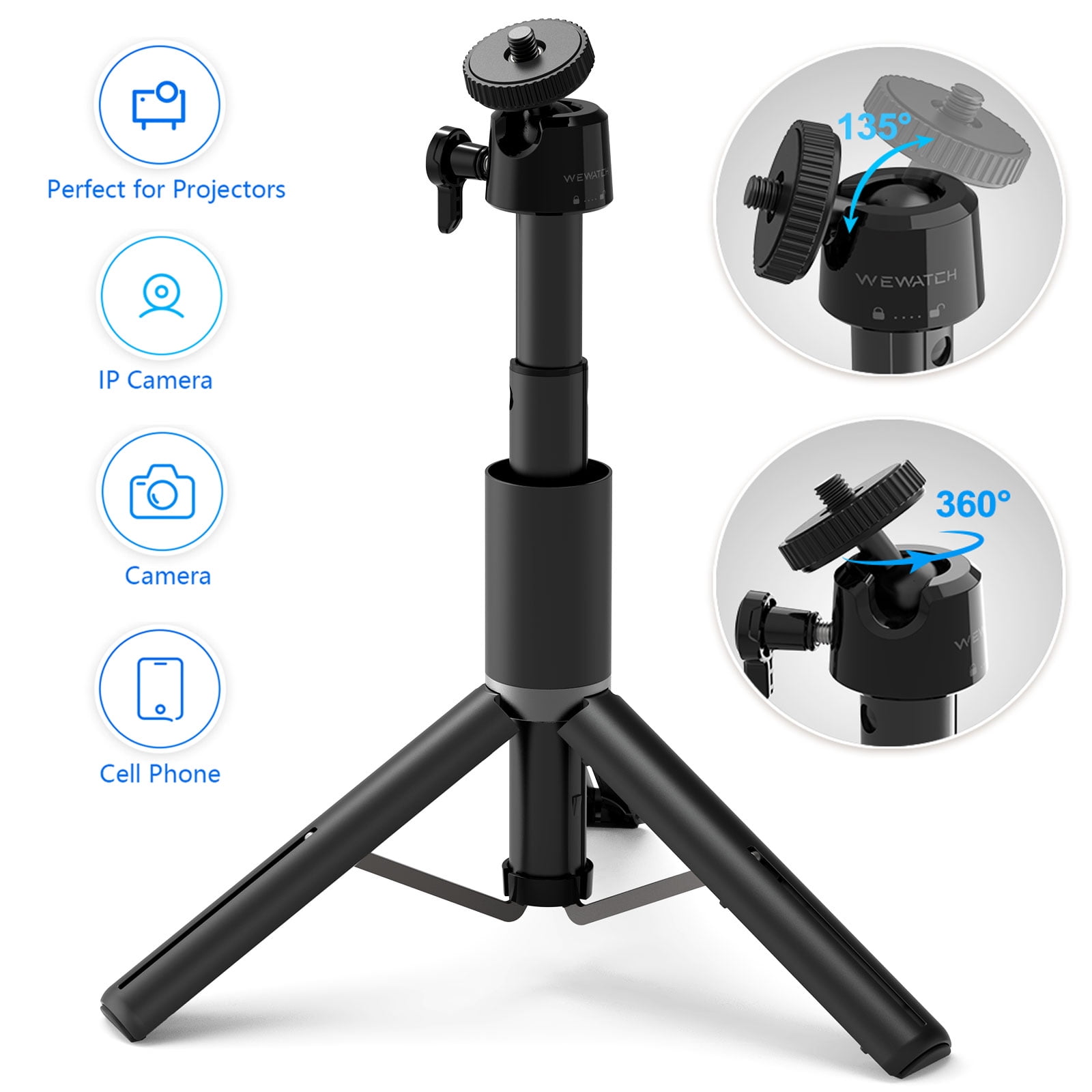 WEWATCH Projector Tripod Stand, Lightweight, Compact, Aluminum Alloy ...