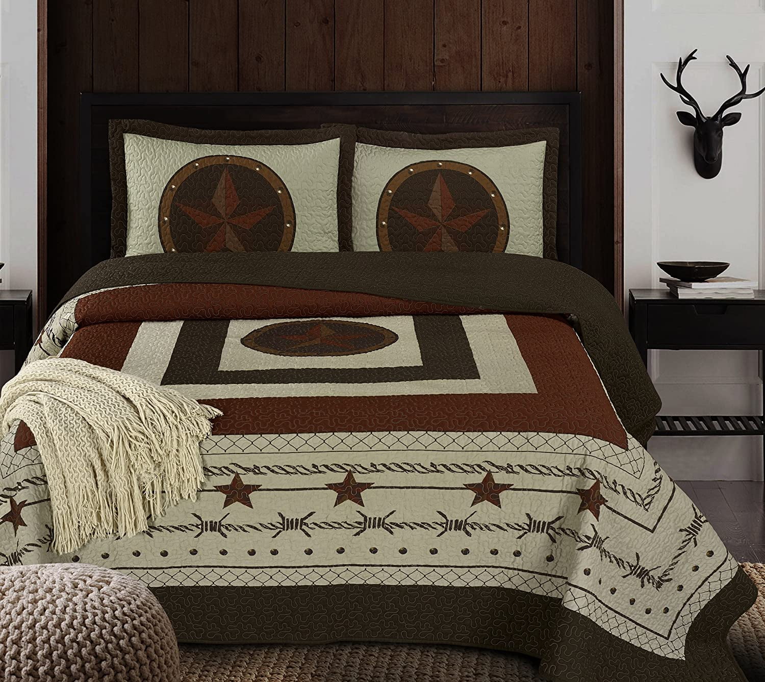 Chezmoi Collection Tucson 3-Piece Pre-Washed Rustic Western Star ...