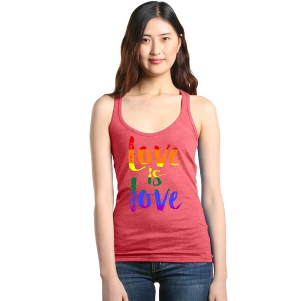 Shop4ever Womens Love Is Love Rainbow Gay Pride Racerback Tank Top X