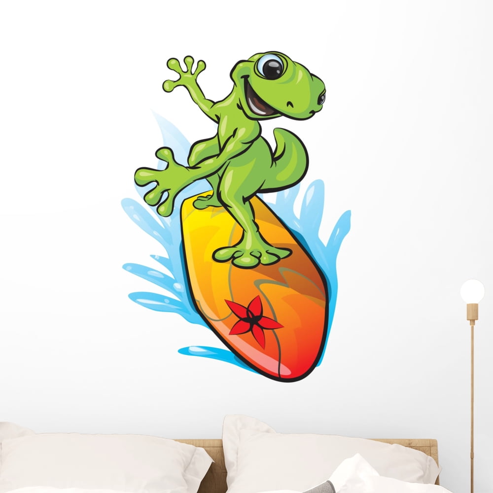 Gecko Surfing Wall Mural by Wallmonkeys Peel and Stick Graphic (36 in H ...