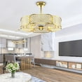 Gymax 30'' Caged Ceiling Fan With Light Crystal Lampshade 6 Light Bases ...
