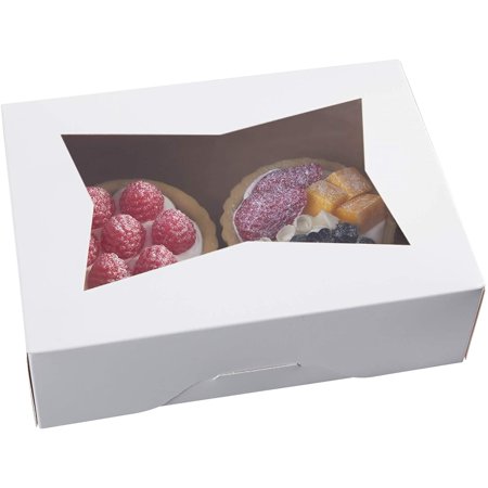 8inch White Cookie Boxes with Window,Auto-Popup Rectangular Bakery Box ...