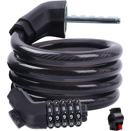 Bike Lock, 120cm x 12mm Cable Bike Lock with 5 Digit Intelligent Code ...