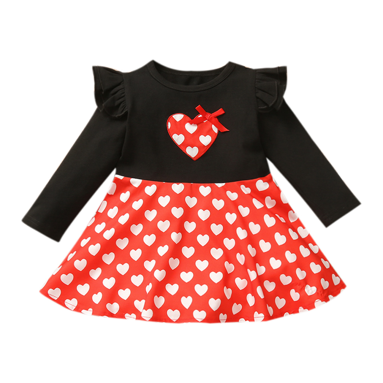 Bmnmsl Bmnmsl Baby Girl Valentine s Day Dress Long Sleeve Round Neck bmnmsl-bmnmsl-baby-girl-valentine-s-day-dress-long-sleeve-round-neck