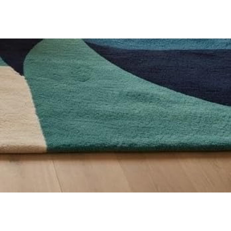 Hand-Tufted Wool Rug Featuring Abstract Geometric Color Block Pattern ...