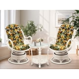 Java Lounge Swivel Rocking Chair with Floral Cushion Natural Rattan ...