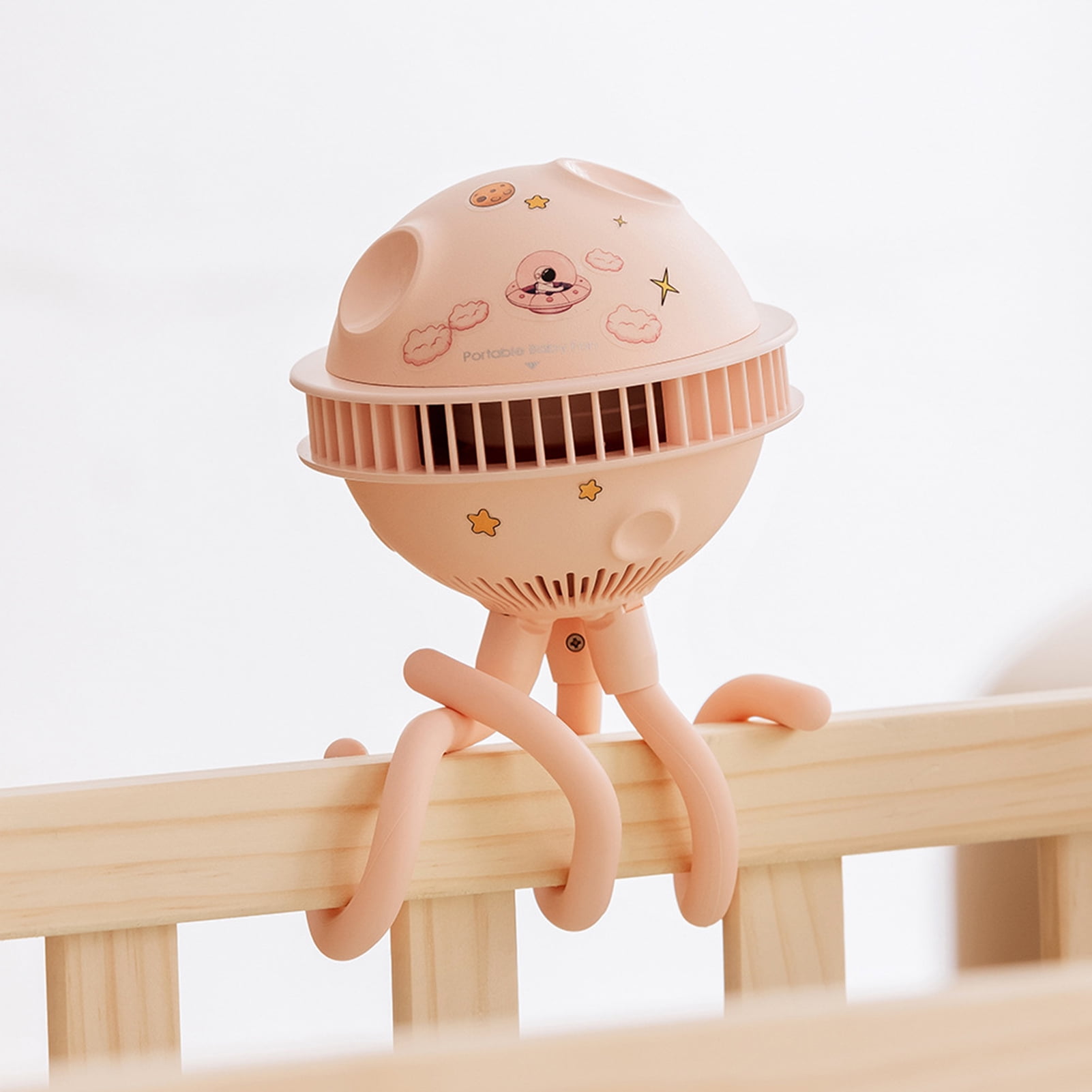 Hesroicy 1200mAh Stroller Fan Rechargeable Planet Design 4 Speeds ...