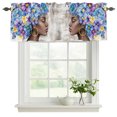 Abstract 2 Panels Kitchen Valance, Retro African-American Women Blue ...