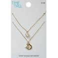 Time and Tru Women's Gold Tone Moon and Star Pendant Necklace Set, 2 ...