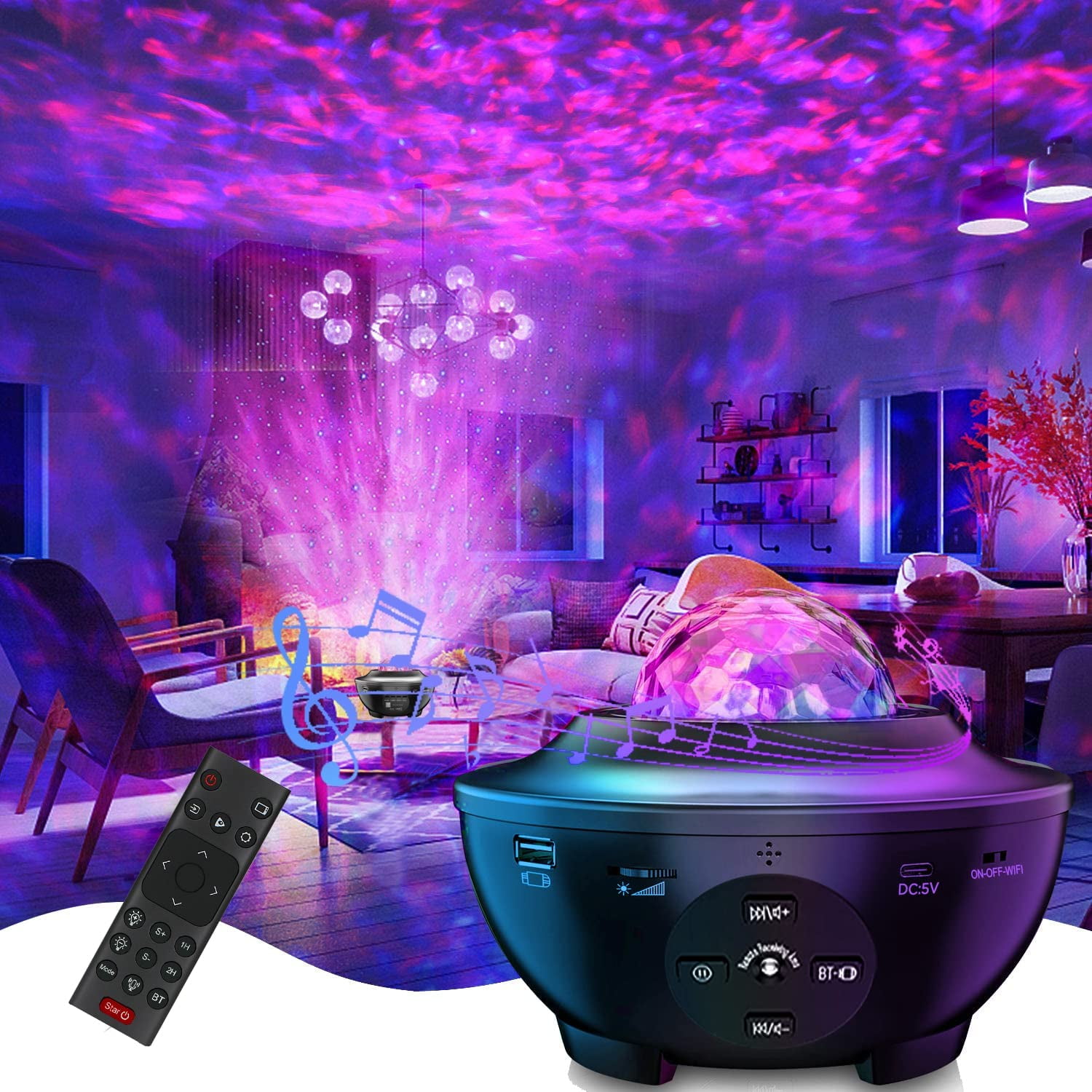 Proyector de Luz Star Projector Yeacher con Control Remoto y Altavoz ...