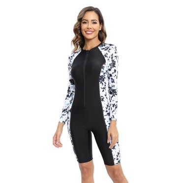 Charmo Women Half-Zipper Floral One Piece Surfing Wetsuit - Walmart.com