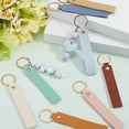 9 Colors PU Leather Keychain with Iron Key Rings Mixed Color 137~140mm ...