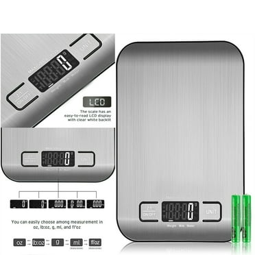 Food Kitchen Scale, Weight Grams and Oz, LED Backlit Display, Stainless ...