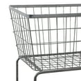 DecMode Gray Metal Deep Set Wire Basket Storage Cart with Wheels ...