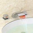 Senlesen LED Vanity Bathroom Sink Faucet, Widespread Waterfall Chrome ...