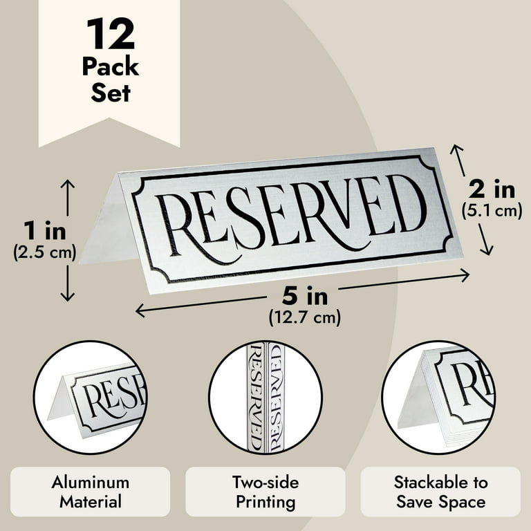 Reservation Signs For Tables 24 Pcs Silver Table Top Reserved Metal ...