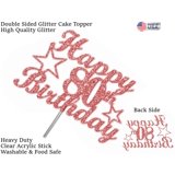 80 Birthday Rose Gold Glitter Cake Topper, 80th Party Decorations ...