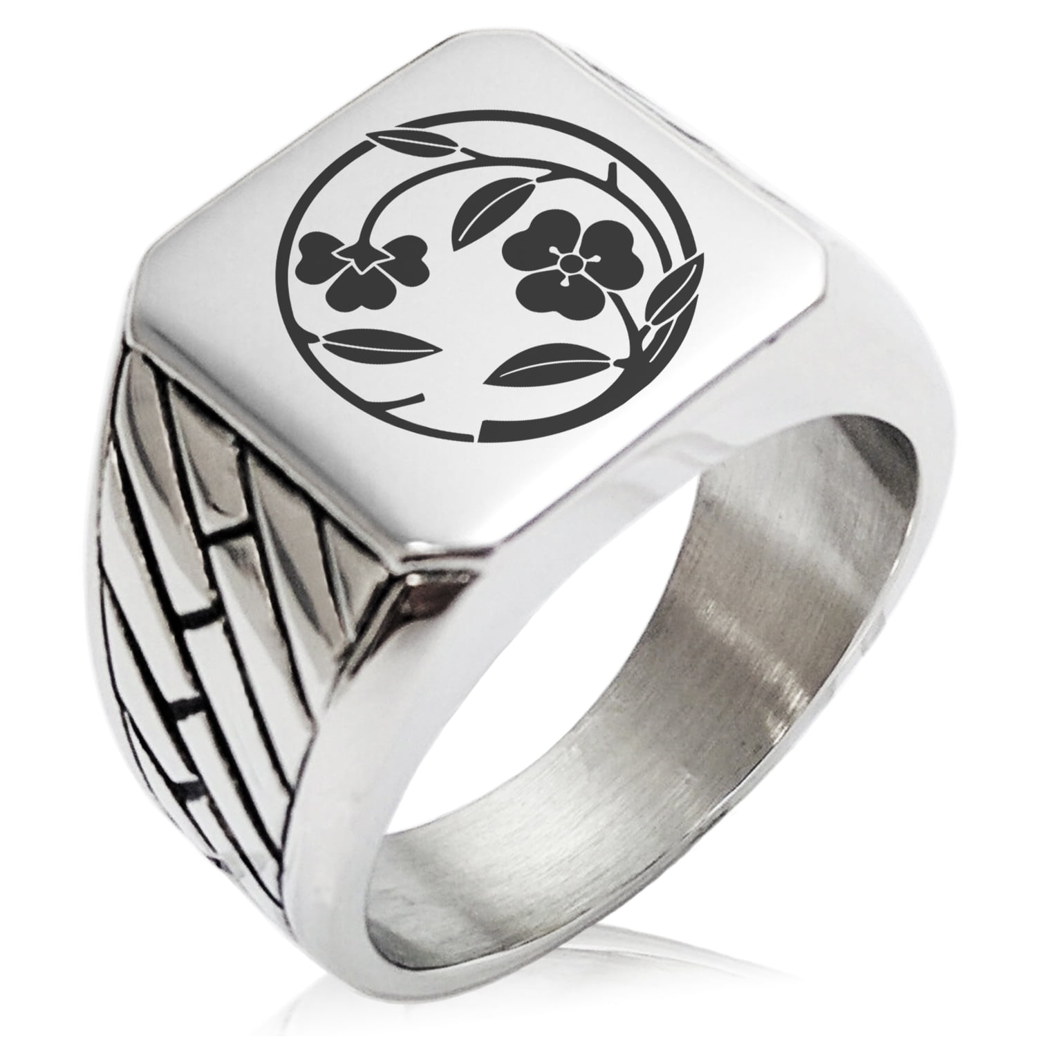 Stainless Steel Kawari Katabami Edamaru Kamon Crest Geometric Pattern ...