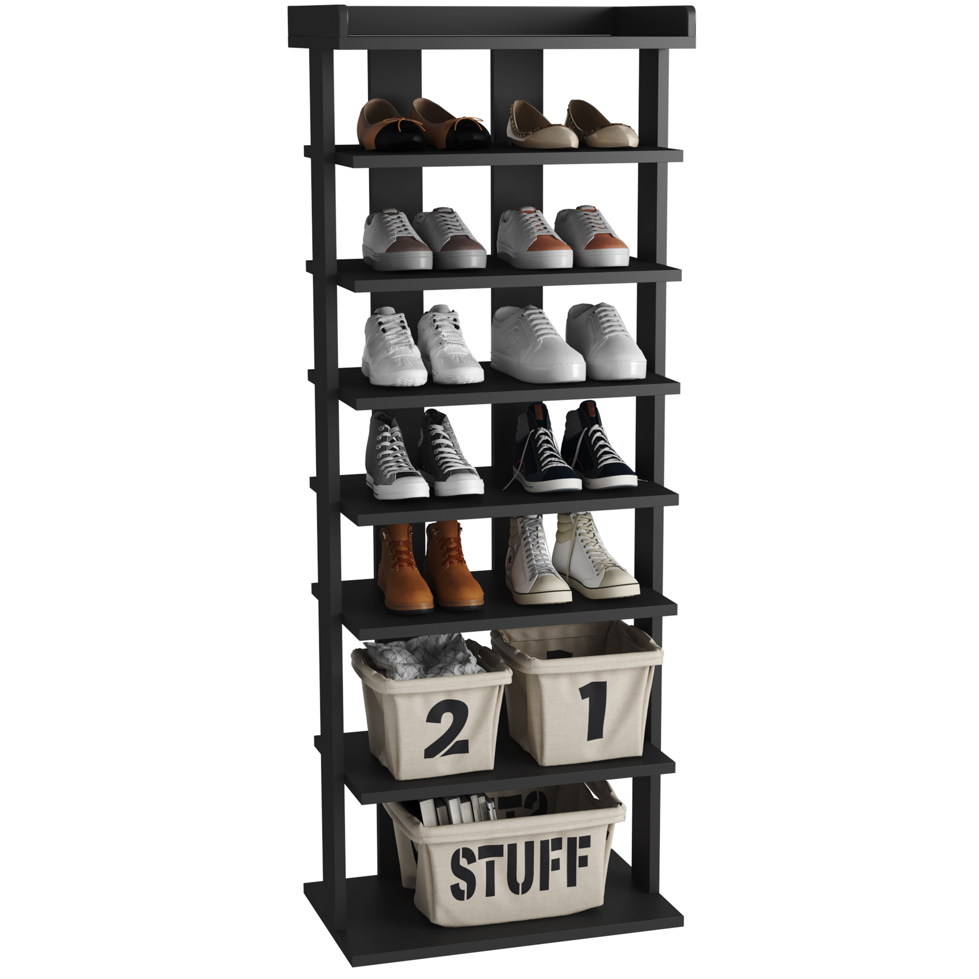 Yusong 8-Tier Shoe Rack, Entryway Shoe Tower,Vertical Shoe Organizer ...