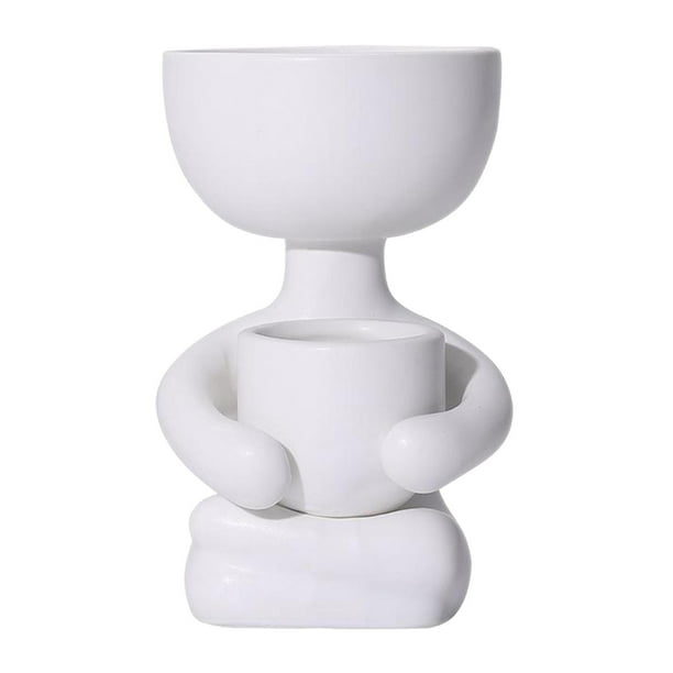 Humans Flower Pot Potted Plant Succulents Pot Planter - White 10x6x8cm ...