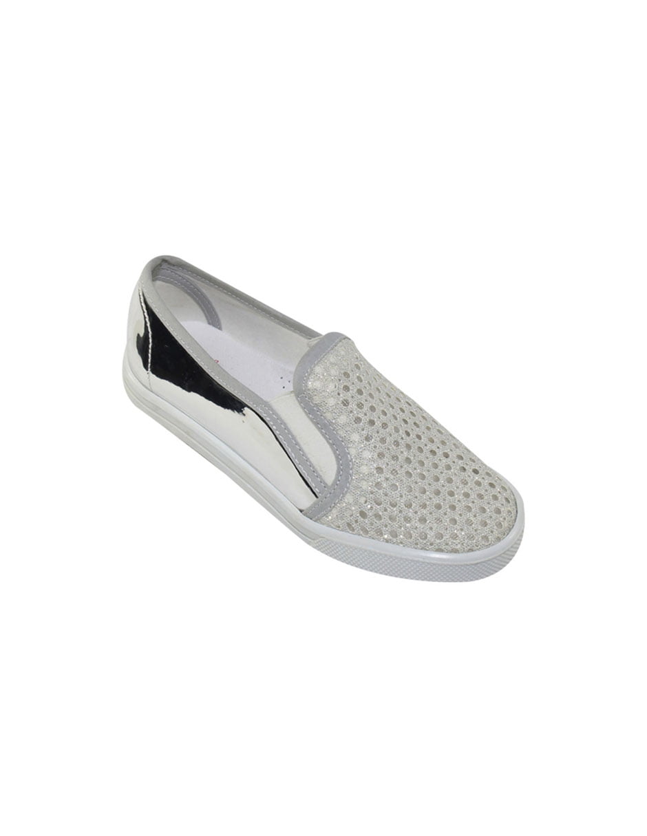 MOCASINES CASUALES KINDER PLATA TEXTIL CHAROL NIÑA 8259 LEON 8259-p ...