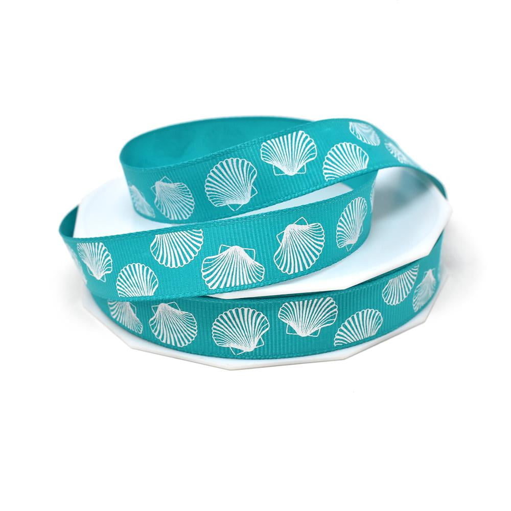 White Seashell Coastal Grosgrain Ribbon, Teal, 5/8-Inch, 20-Yard ...