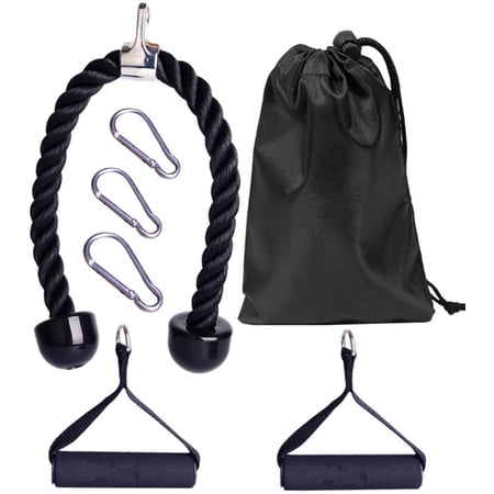 Triceps rope traction cable fasteners with 2 exercise handles + 3 ...