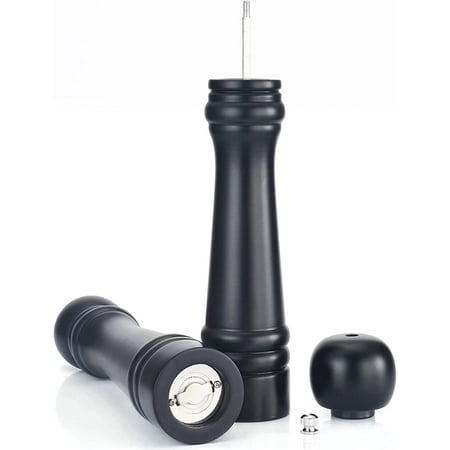 Wood Salt and Pepper Grinders Set Oak Wooden Adjustable Ceramic Mill ...