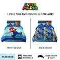 Super Mario Kids 5 Piece Blue White Reversible Comforter, Bed in a Bag ...
