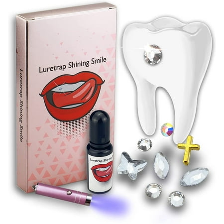 Teeth gemstone kit with curing light and glue, 20 piece crystal jewelry ...