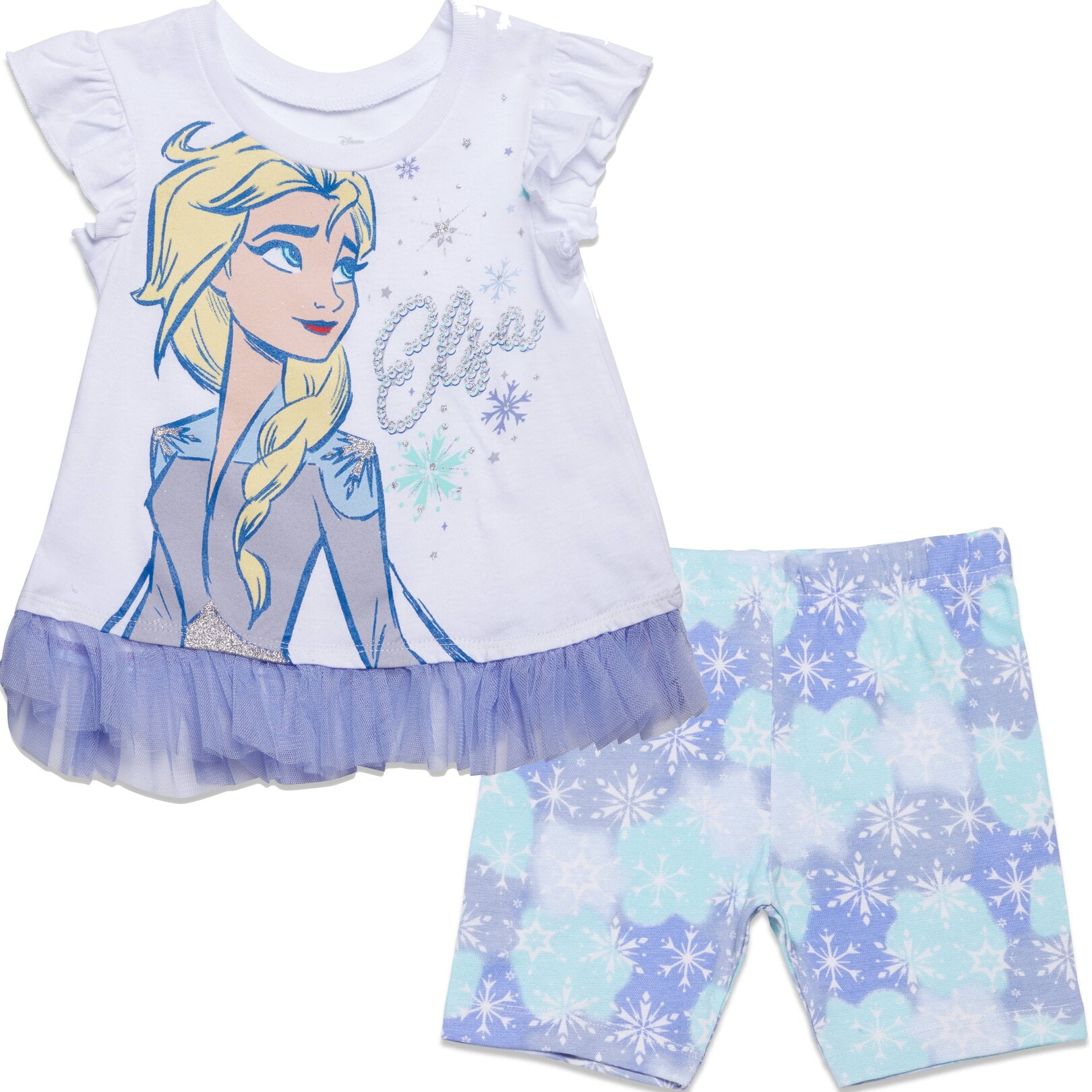 Disney Frozen Elsa Little Girls Tank Top and Bike Shorts White 6 ...