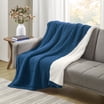 Madison Park Polyester Marble Printed Knitted Long Fur Throw MP50-6877 ...