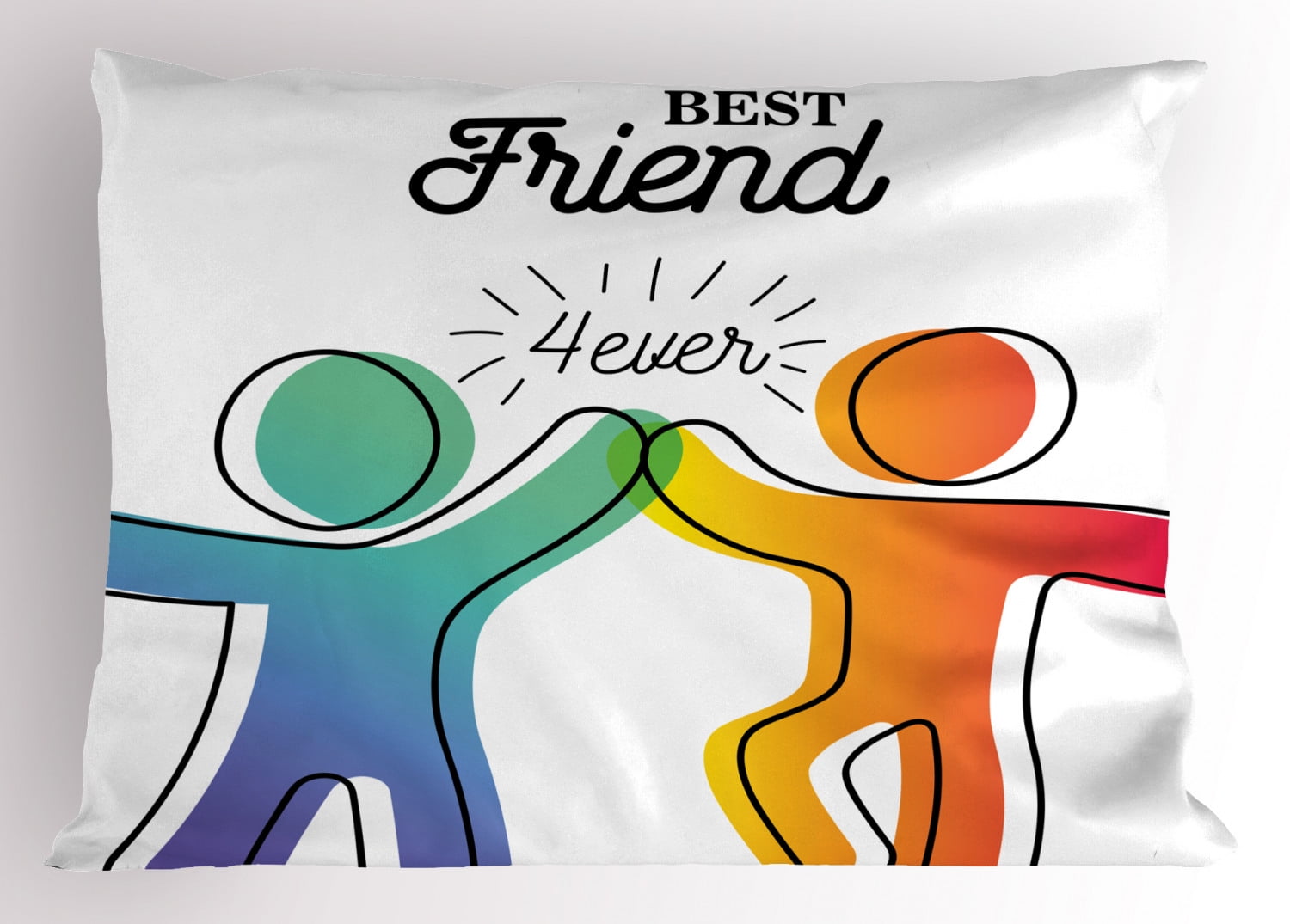 Best Friend Pillow Sham, Ombre Colors Best Friend Forever High Five ...