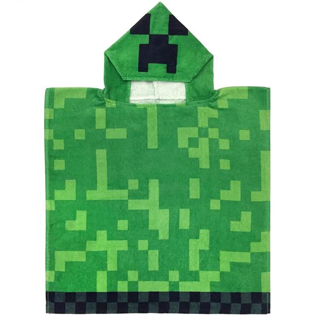 Minecraft 849492 Minecraft Creeper Kids Beach Towel Hooded Poncho ...