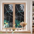Bohemian Teal Floral Window Privacy Film, Modern Artistic Boho Grey ...