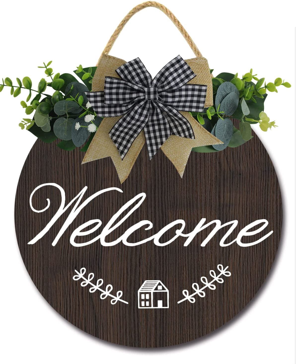 Eveokoki 11" Welcome Sign for Front Door Porch Farmhouse Round Plaque ...