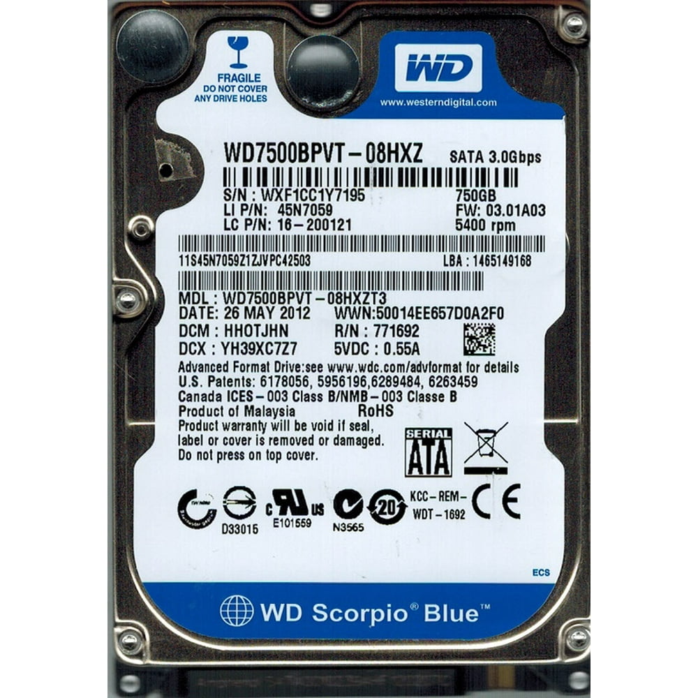 Western Digital WD7500BPVT-08HXZT3 750GB DCM: HHOTJHN - Walmart.com ...