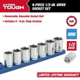 Hyper Tough 9 Piece 1/2 Inch Drive Metric Socket Set, Chrome Vanadium ...