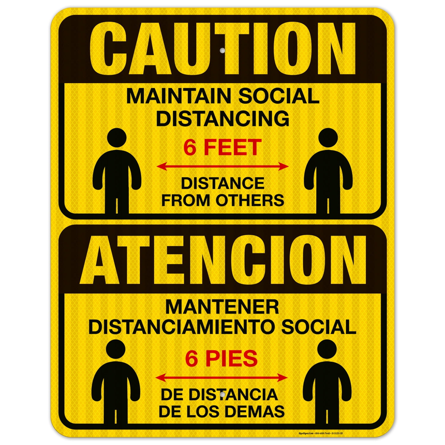 Social Distancing Sign, Social Distancing Sign, Bilingual English ...
